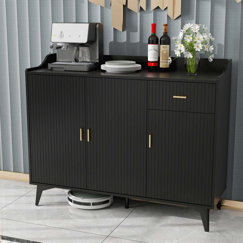 George Oliver Kenlyn 47.24" W 3 Doors 1 Drawer Modern Blister Plastic Side Cabinet, Sideboard ...